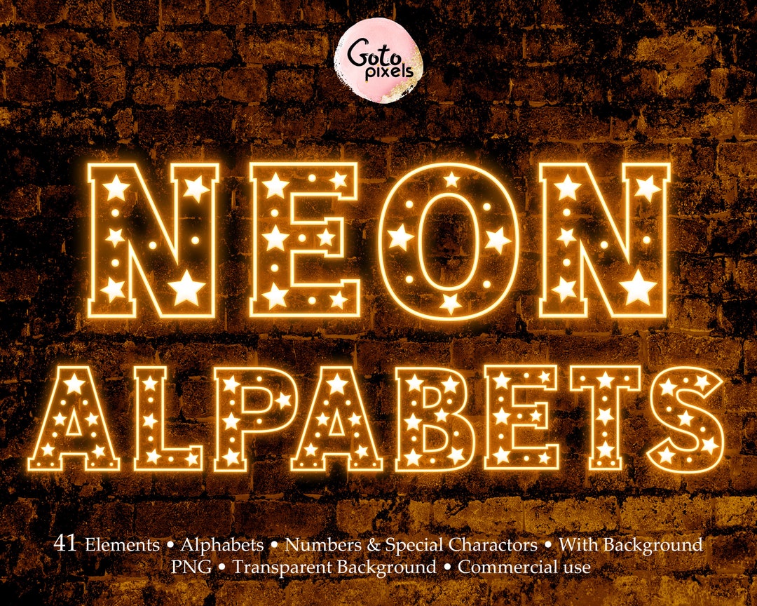 Yellow Neon Alphabet Clipart Neon Letters Clipart Digital - Etsy Canada