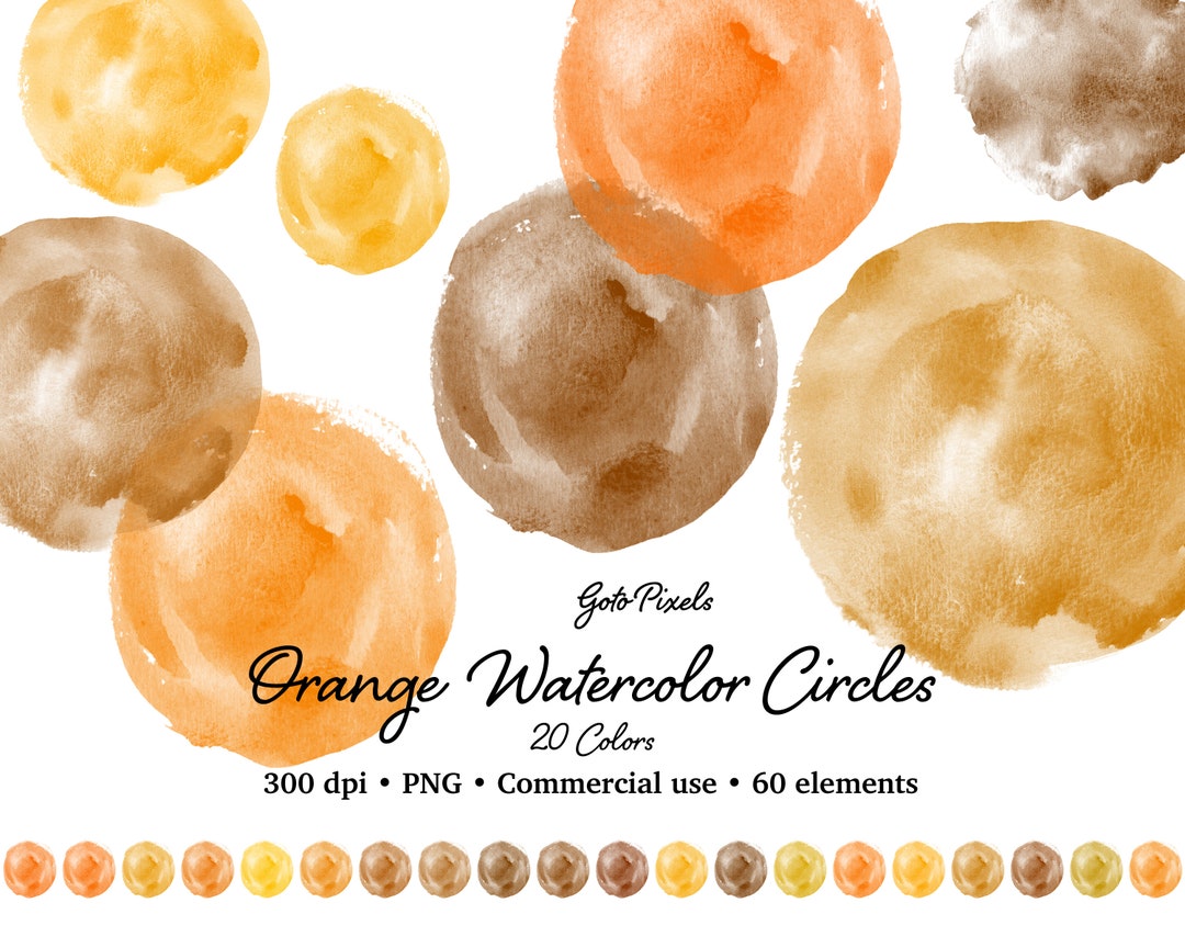 Orange Watercolor Circle Clipart, Watercolor Circles for Logo Shades of ...