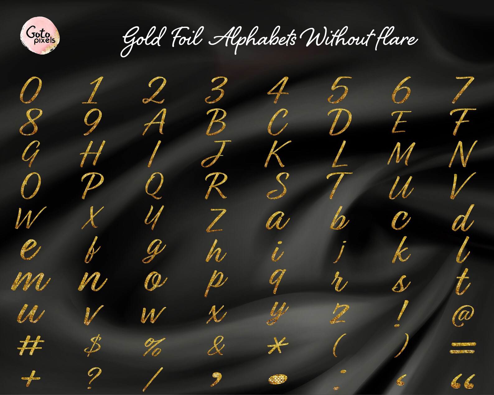 Gold Foil Alphabet Digital Clipart PNG File Format. Letters and Numbers ...
