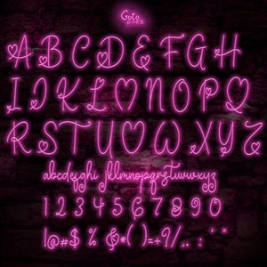 Neon Letters Clipart, Pink Neon Alphabet Clipart, Digital Neon Font ...