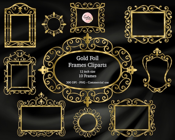 Gold Frames Digital Clip Art Gold Foil Frames Clipart - Etsy