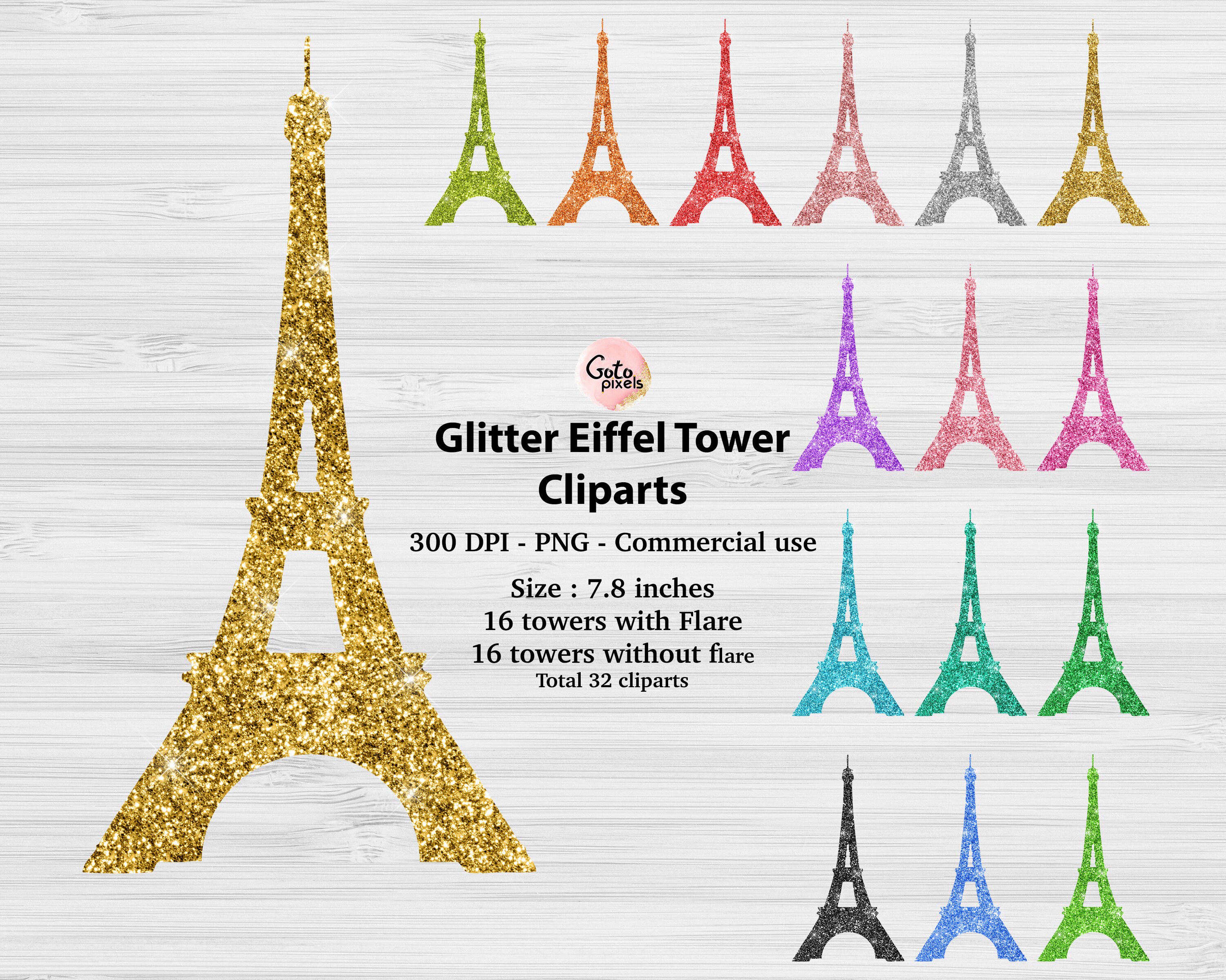 Glitter Eiffel Tower Clipart Glitter Eiffel Tower Clip Art - Etsy