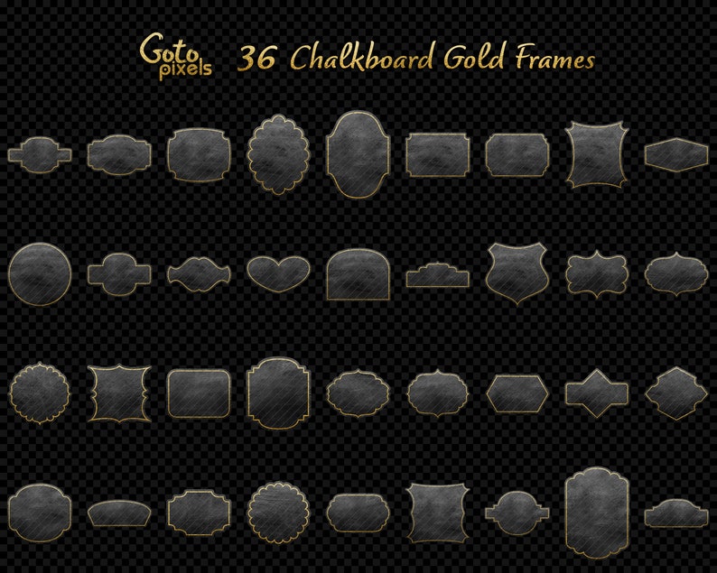 Chalkboard Gold Frames Clipart Gold Labels Chalkboard | Etsy