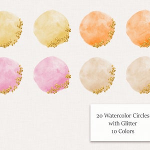 Watercolor Circles With Gold, Watercolor Design Elements, Watercolor ...