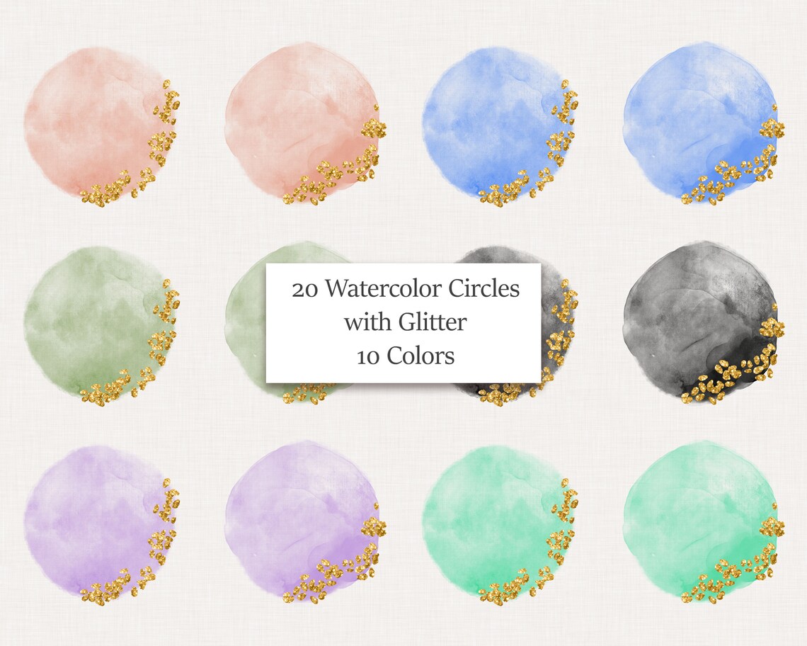 Watercolor Circles With Gold Watercolor Design Elements - Etsy