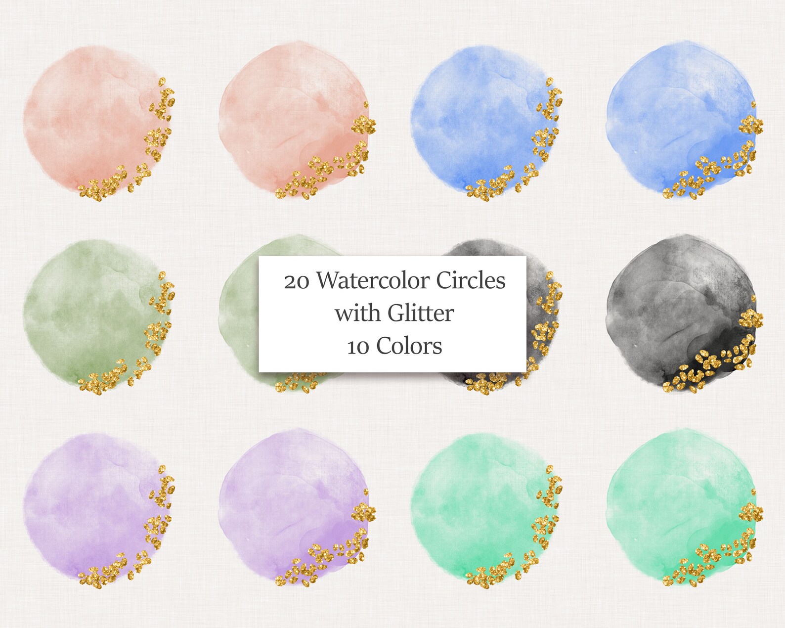 Watercolor Circles With Gold Watercolor Design Elements - Etsy