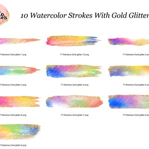 Rainbow Watercolor Brush Strokes, Rainbow Watercolor Clipart, Splash ...