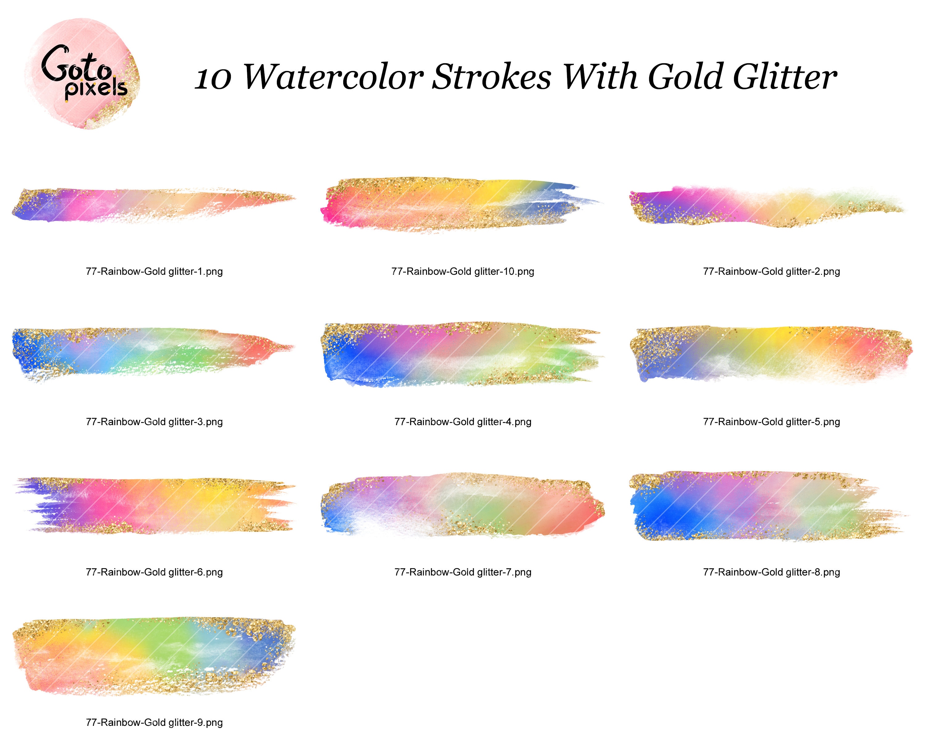 Rainbow Watercolor Brush Strokes Rainbow Watercolor Clipart - Etsy