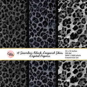 Black Leopard Print Seamless Pattern: Monotone Cheetah (digital ...