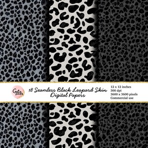 Black Leopard Print Seamless Pattern: Monotone Cheetah (digital ...