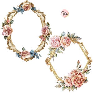 Rococo Pink Gold Frame: Baroque Border PNG Clipart (digital Download ...
