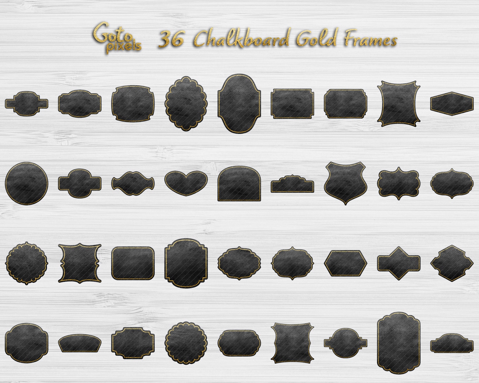 Chalkboard Gold Frames Clipart Gold Labels Chalkboard | Etsy