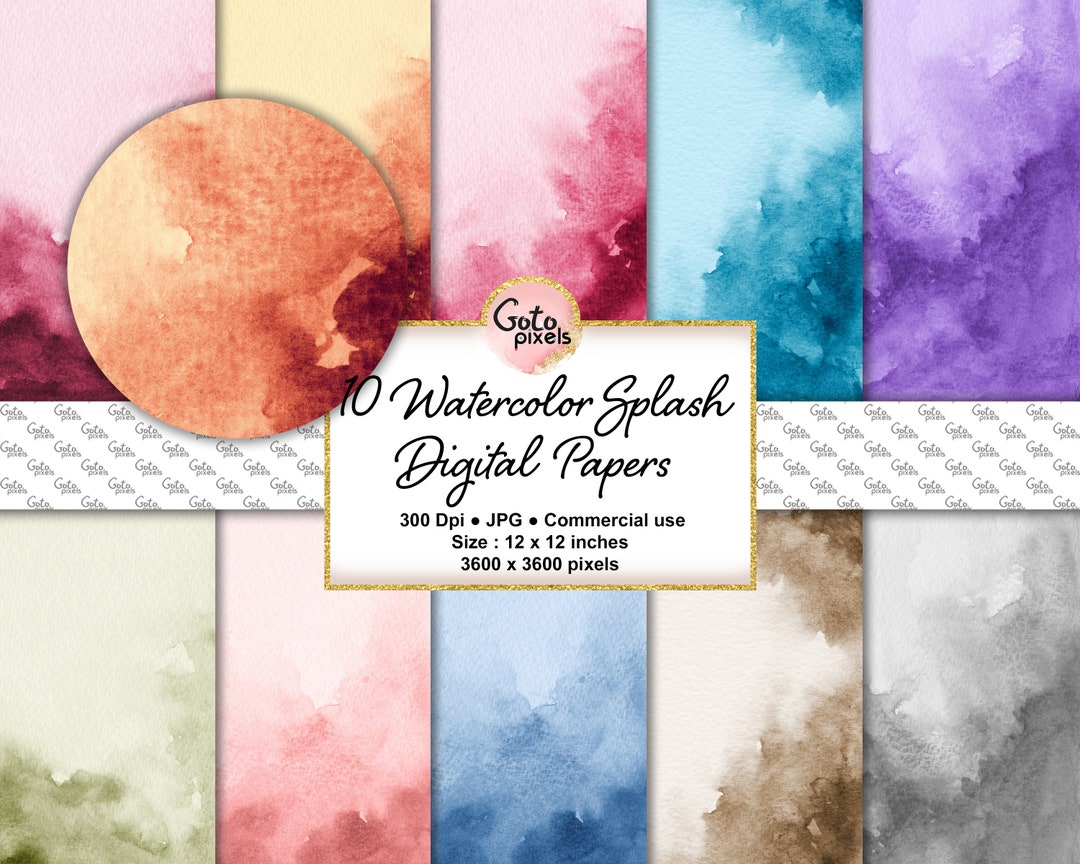 10 Watercolor Ombré Digital Paper, Cloudy Watercolor Misty Background ...