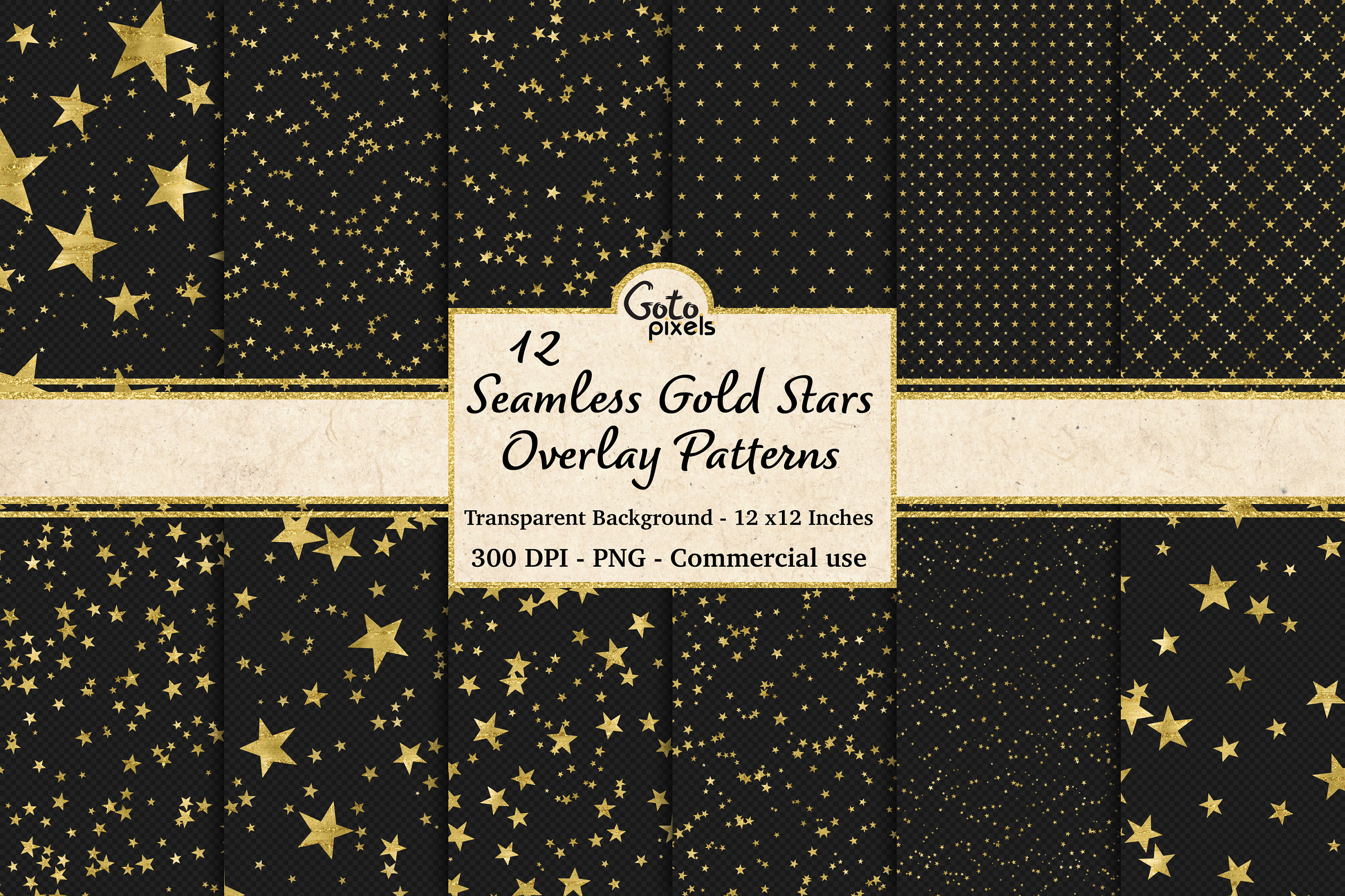 Seamless Gold Star Overlays Starry Night Gold Star Patterns - Etsy