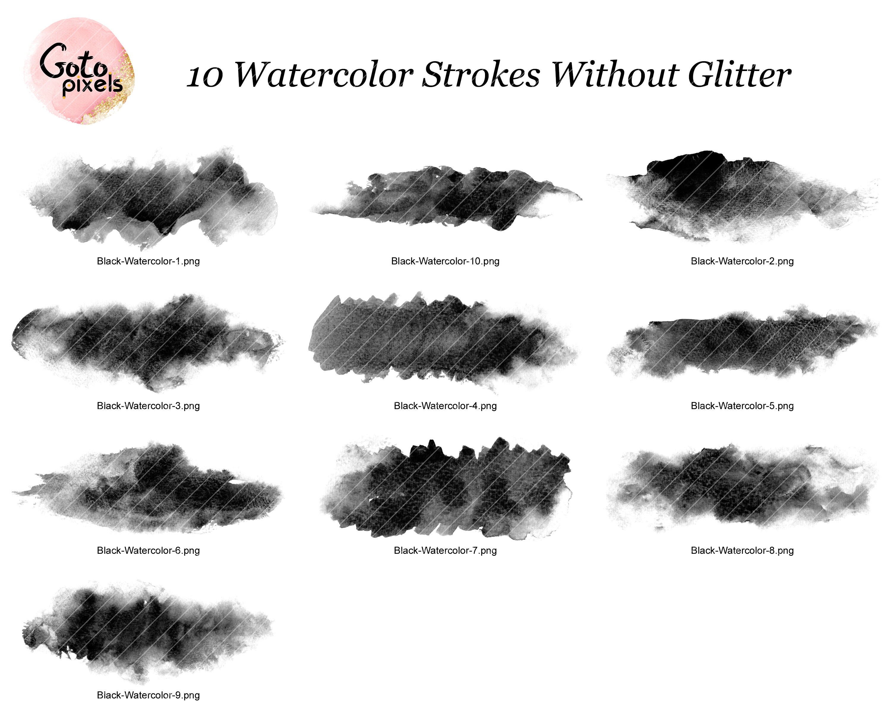 Black Watercolor Brush Strokes Black Watercolor Clipart - Etsy