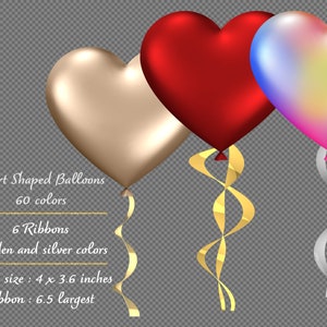 Rainbow Heart Balloons Clipart - Cute Valentine Balloon and Ribbons Png ...