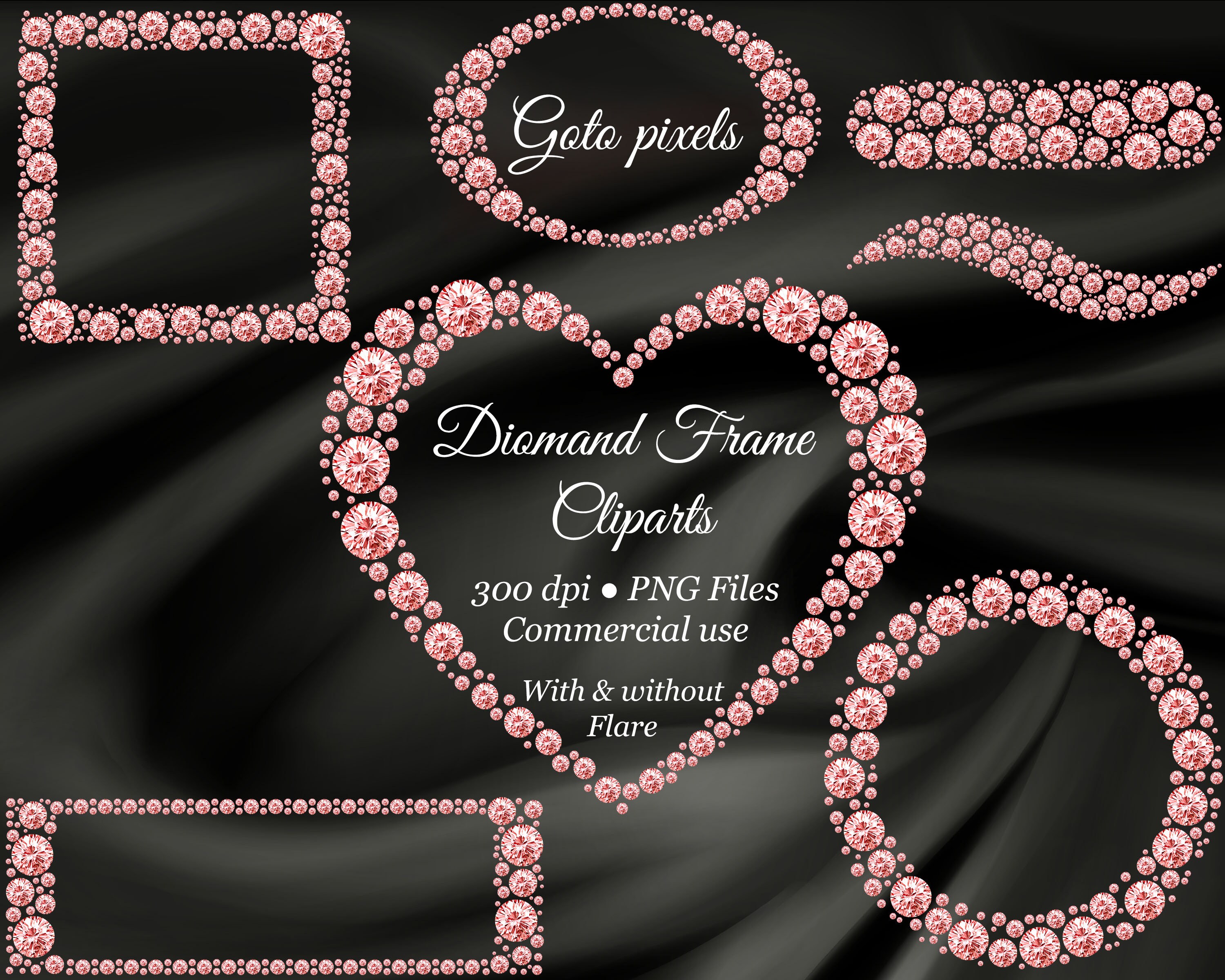 Rosegold Diamond Frame Clipart Rose Gold Diamond Borders | Etsy