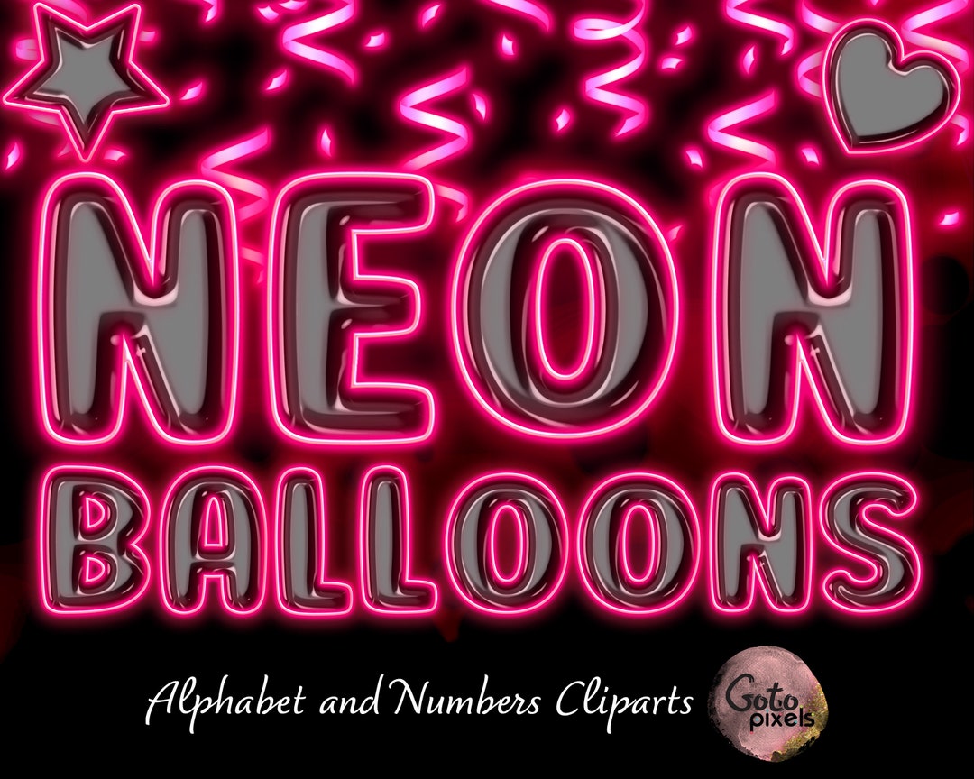 Pink Neon Foil Balloon Alphabet Clip Art-digital Instant Download ...