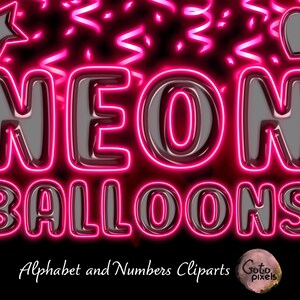 Pink Neon Foil Balloon Alphabet Clip Art-digital Instant Download ...