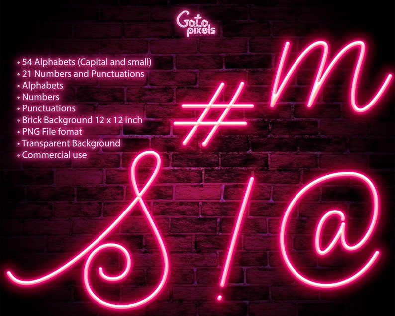 Pink Neon Alphabet Clipart, Neon Letters Clipart, Digital Neon Font ...