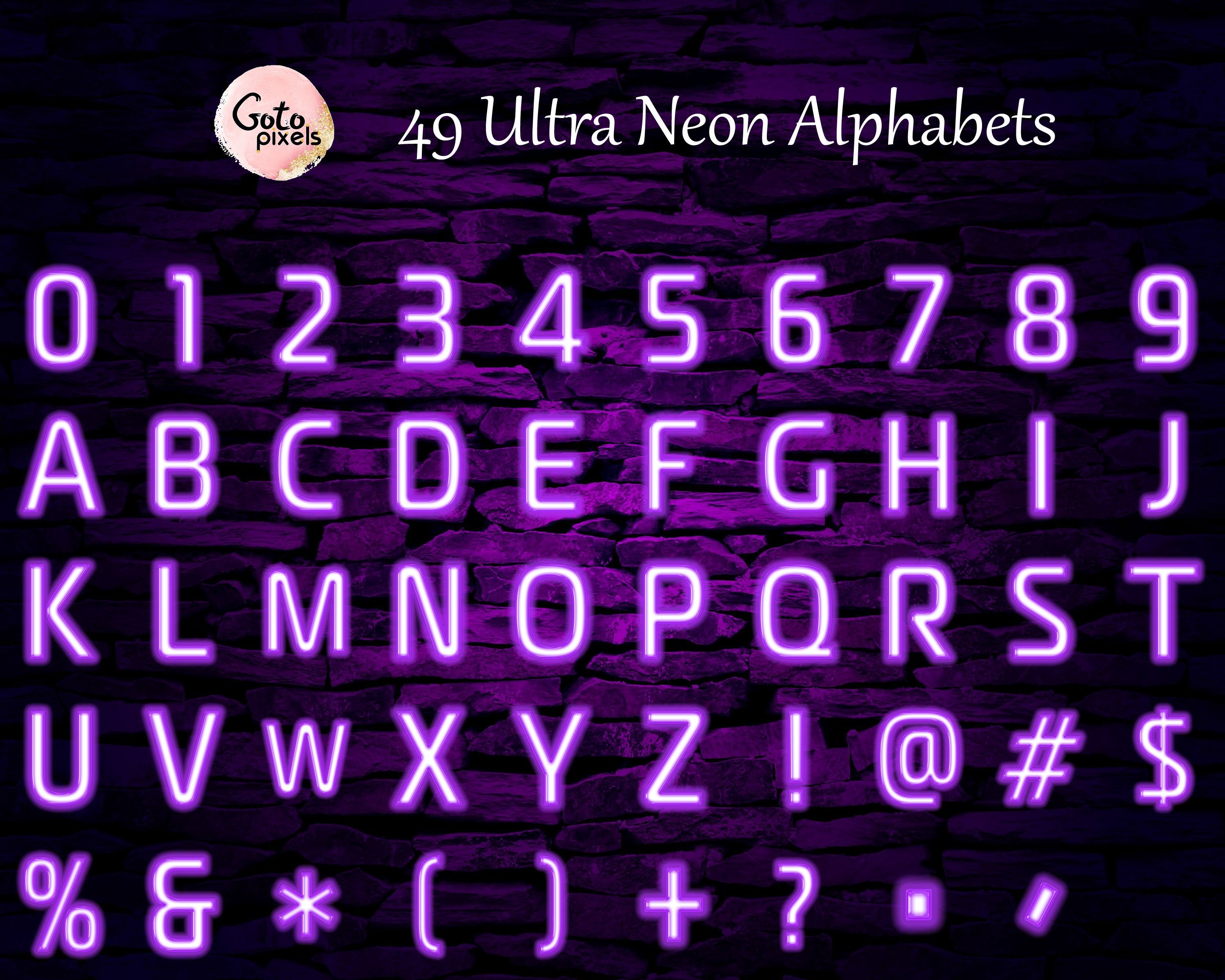 Purple Neon Alphabet Clipart Neon Letters Clipart Digital - Etsy