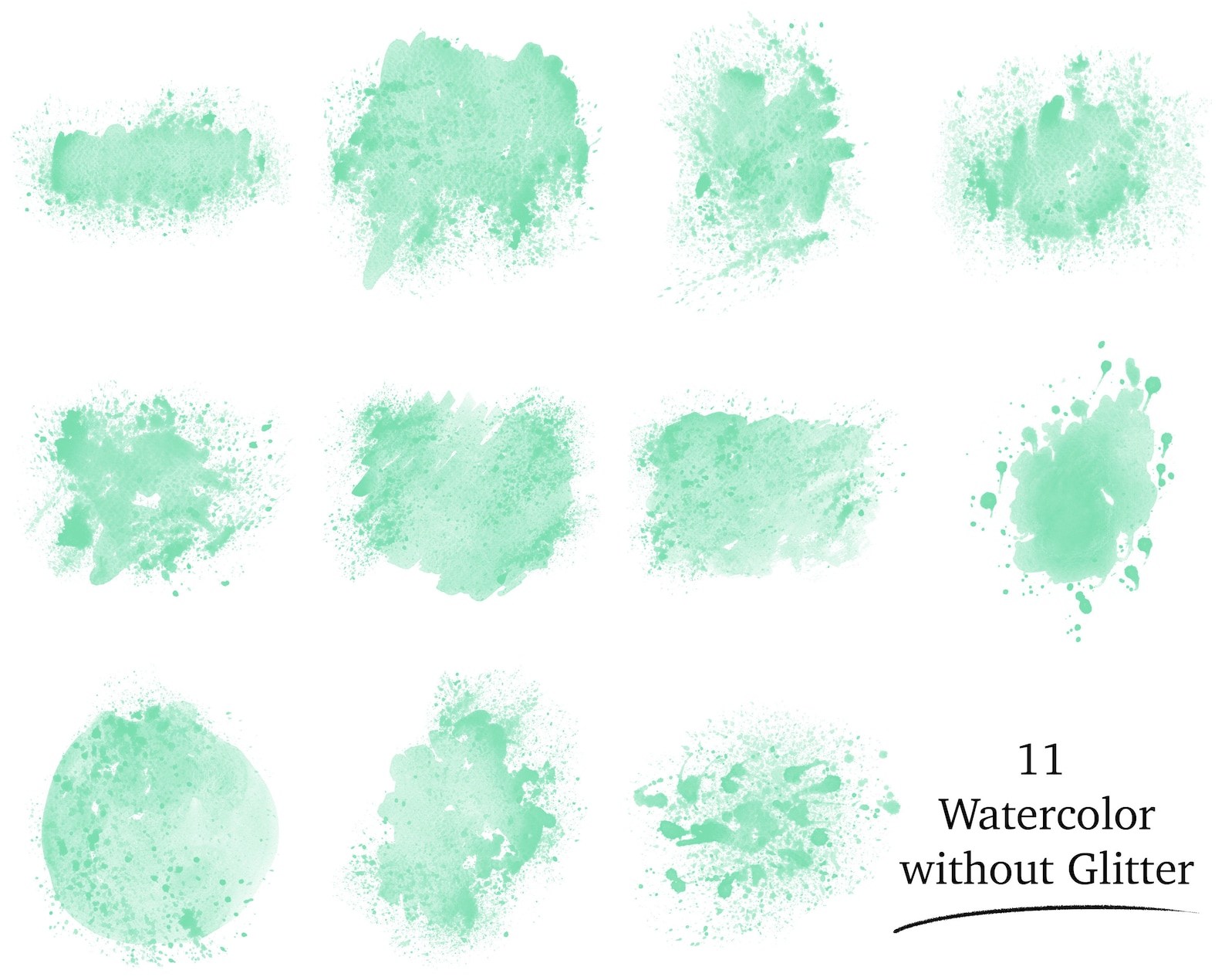 Mint Watercolor Glitter Clipart: Splashes & Splotches (digital PNG) - Etsy