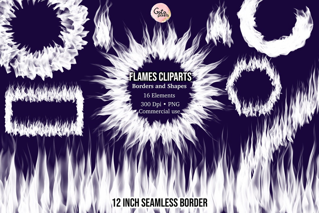Realistic White Flames Clipart, Realistic Fire Clipart, Digital Fire ...