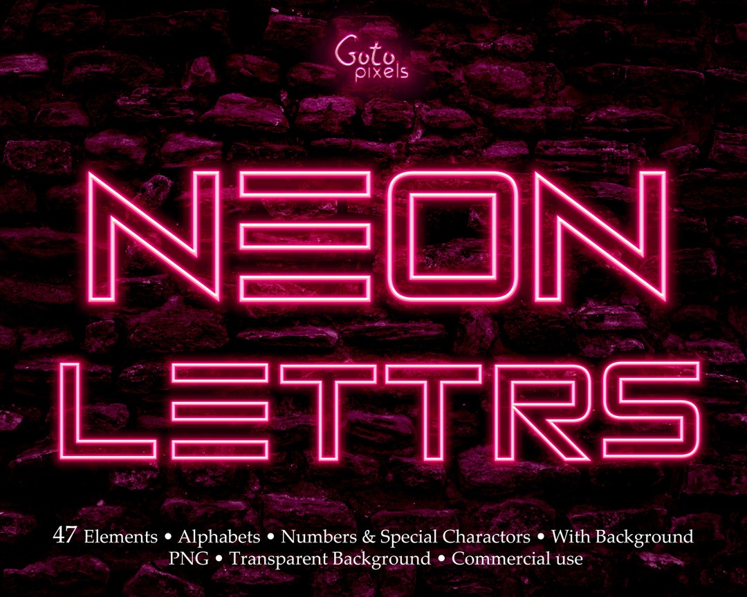 Pink Neon Alphabet Clipart, Neon Letters Clipart, Digital Neon Font ...