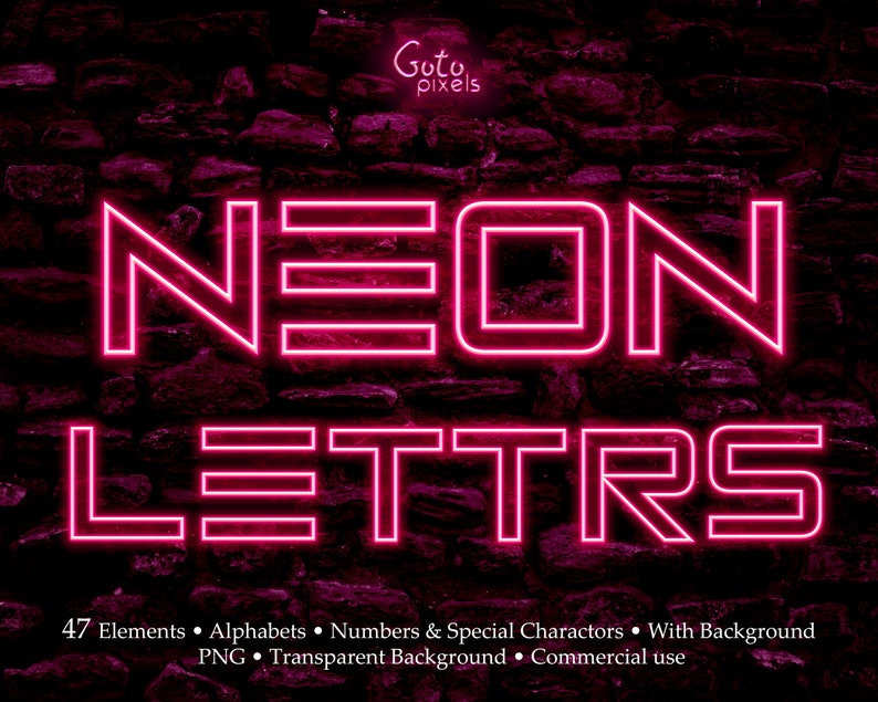 Pink Neon Alphabet Clipart Neon Letters Clipart Digital Neon - Etsy