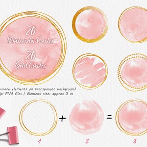 Gold Circles With Red Watercolor, Watercolor Circles for Logo, Gold ...