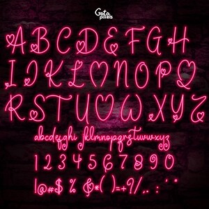 Neon Letters Clipart, Pink Neon Alphabet Clipart, Digital Neon Font ...