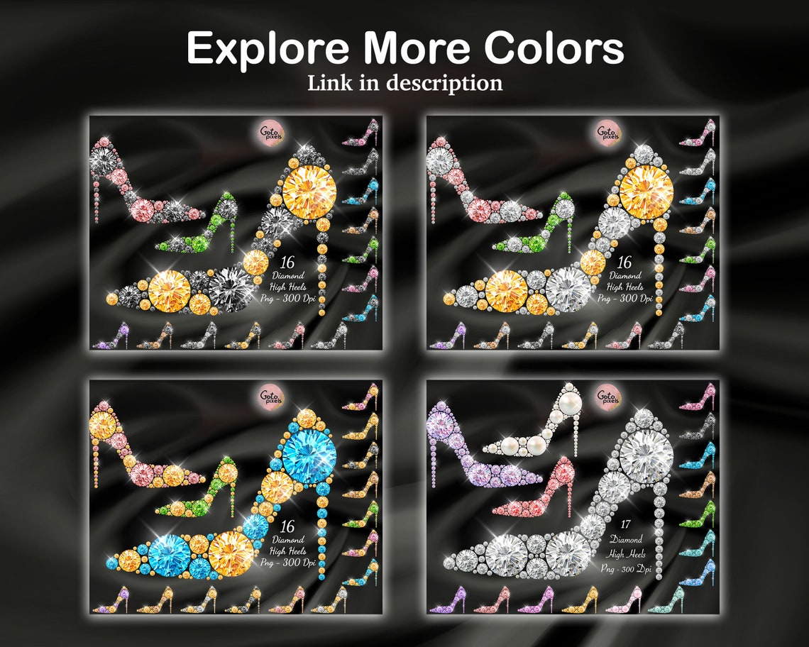 Diamond Shoe PNG digital file Diamond High Heels png Digital | Etsy