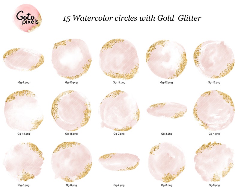 Pink Watercolor Glitter Circles: Logo Clipart PNG (digital Download) - Etsy