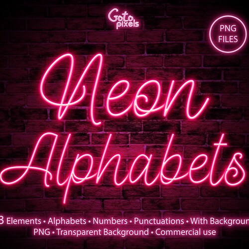 Pink Neon Alphabet Clipart Neon Letters Clipart Digital Neon - Etsy