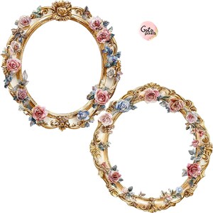 Rococo Pink Gold Frame: Baroque Border PNG Clipart (digital Download ...
