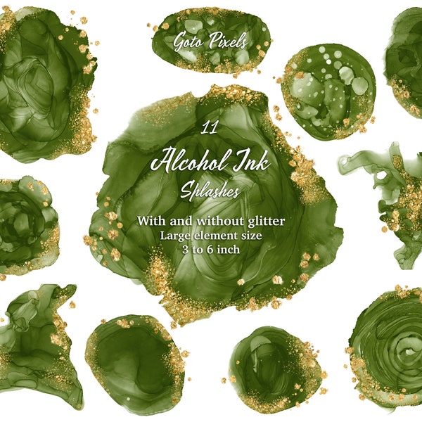 Olive Green Splash Clipart - Etsy