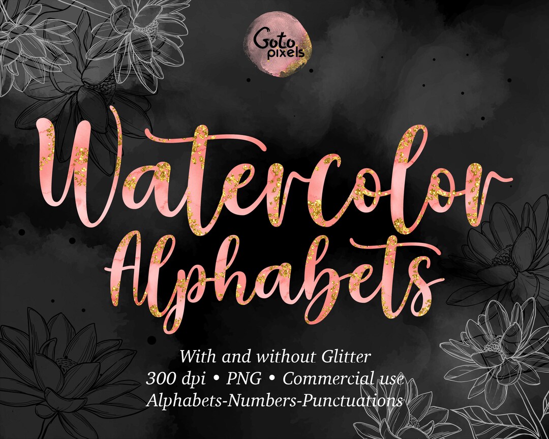 Pink Watercolor Alphabet Clipart, Watercolor Letters Clipart ...
