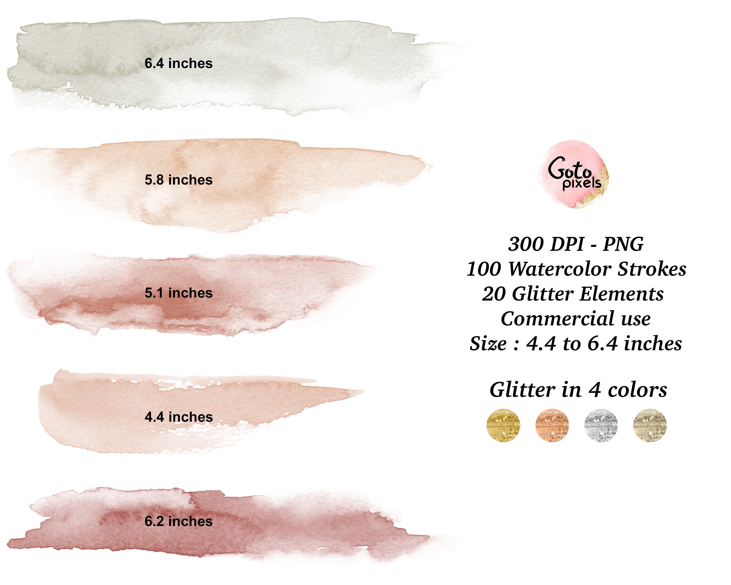 Earth Watercolor Brush Strokes Clipart Earth and Gold - Etsy