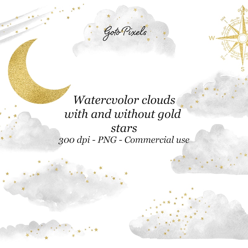 Clouds and Stars - Etsy