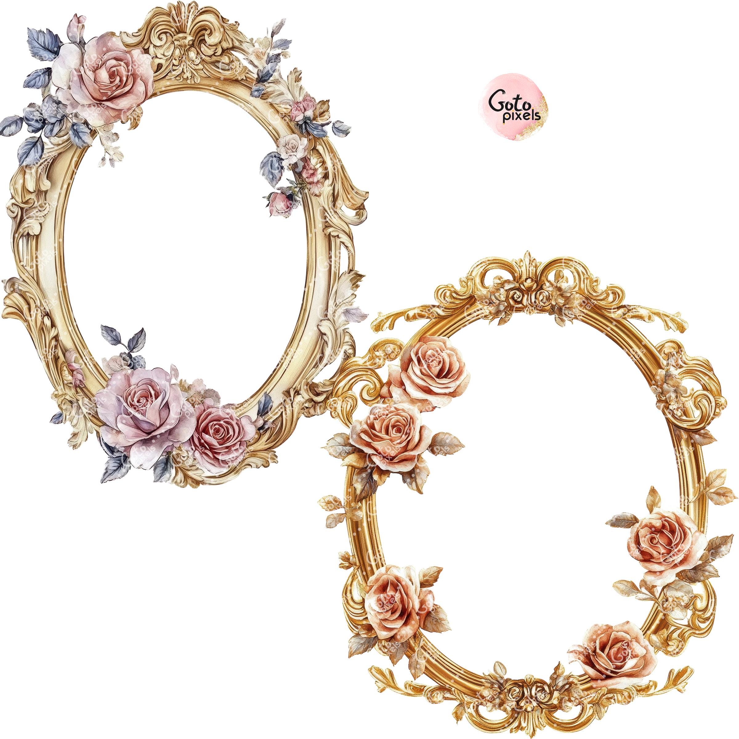 Rococo Pink Gold Frame: Baroque Border PNG Clipart (digital Download ...