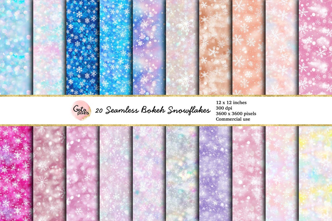 Snowflake Digital Paper: 20 Seamless Christmas Backgrounds (digital ...