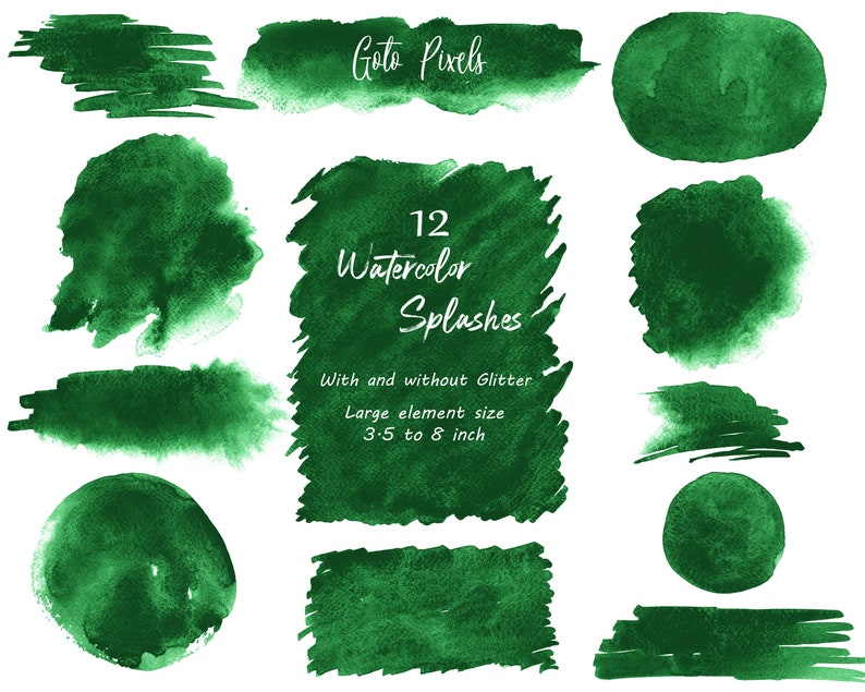 Emerald Watercolor Glitter Clipart, Splashes and Splotches Clip Art ...