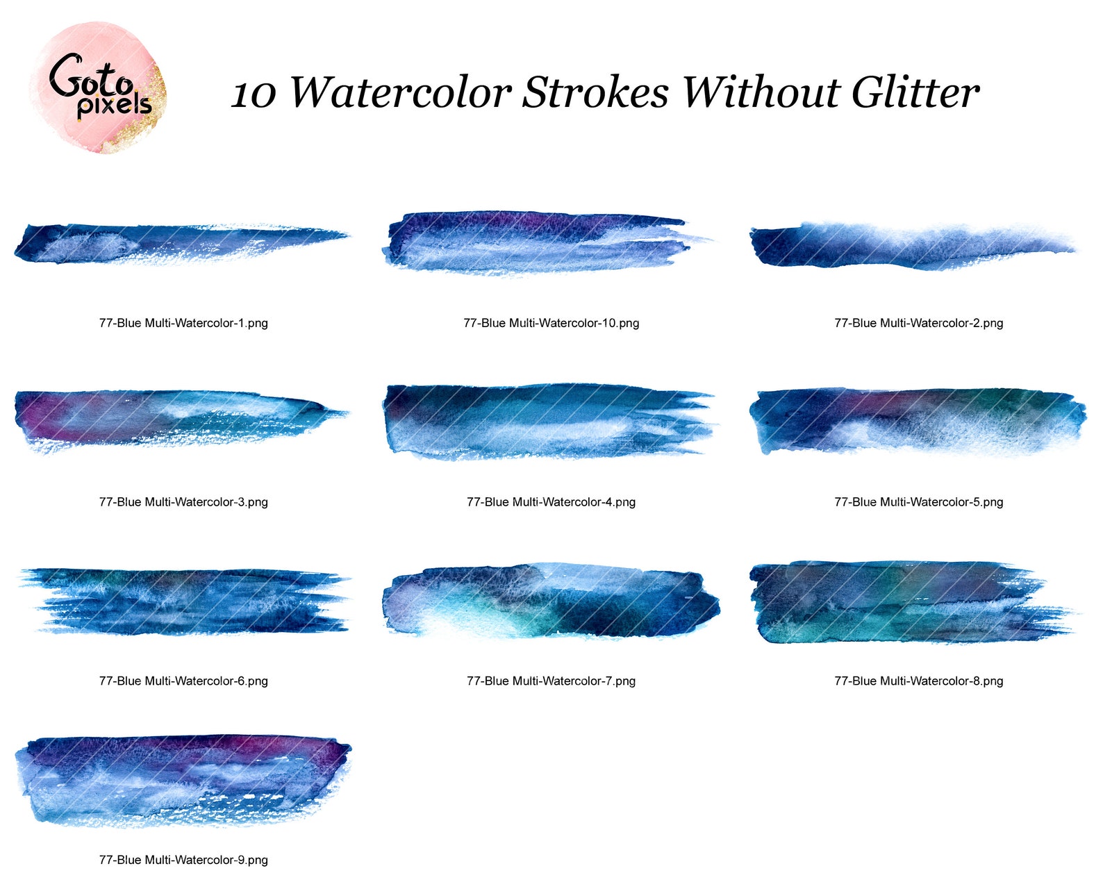 Blue Watercolor Brush Strokes Blue Watercolor Clipart Splash | Etsy