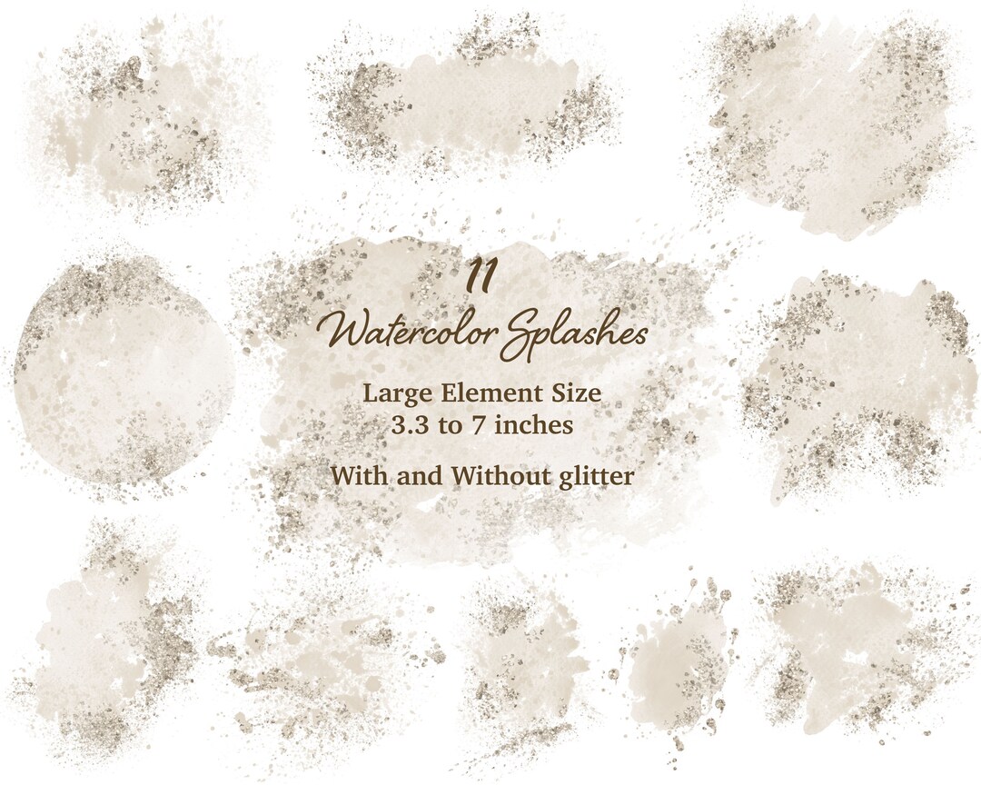 Greige Watercolor Glitter Clipart | Splashes and Splotches Clip Art ...