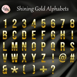 Shining Gold Alphabet Clipart, Gold Font Clipart, Gold Metallic ...