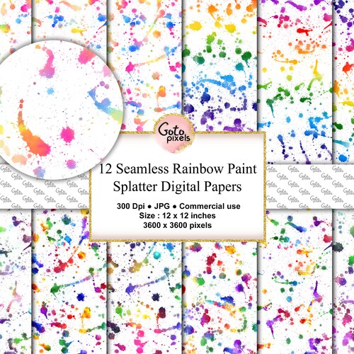 Pastel Paint Splatters Digital Paper Printable Scrapbook - Etsy