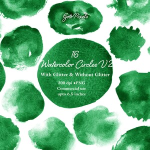 Emerald Green Watercolor Circles With Gold Glitter, Watercolor Circles ...