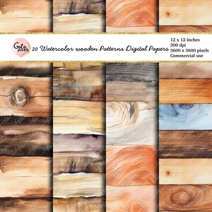 Seamless Watercolor Wooden Digital Paper, Vintage Wooden Textures ...