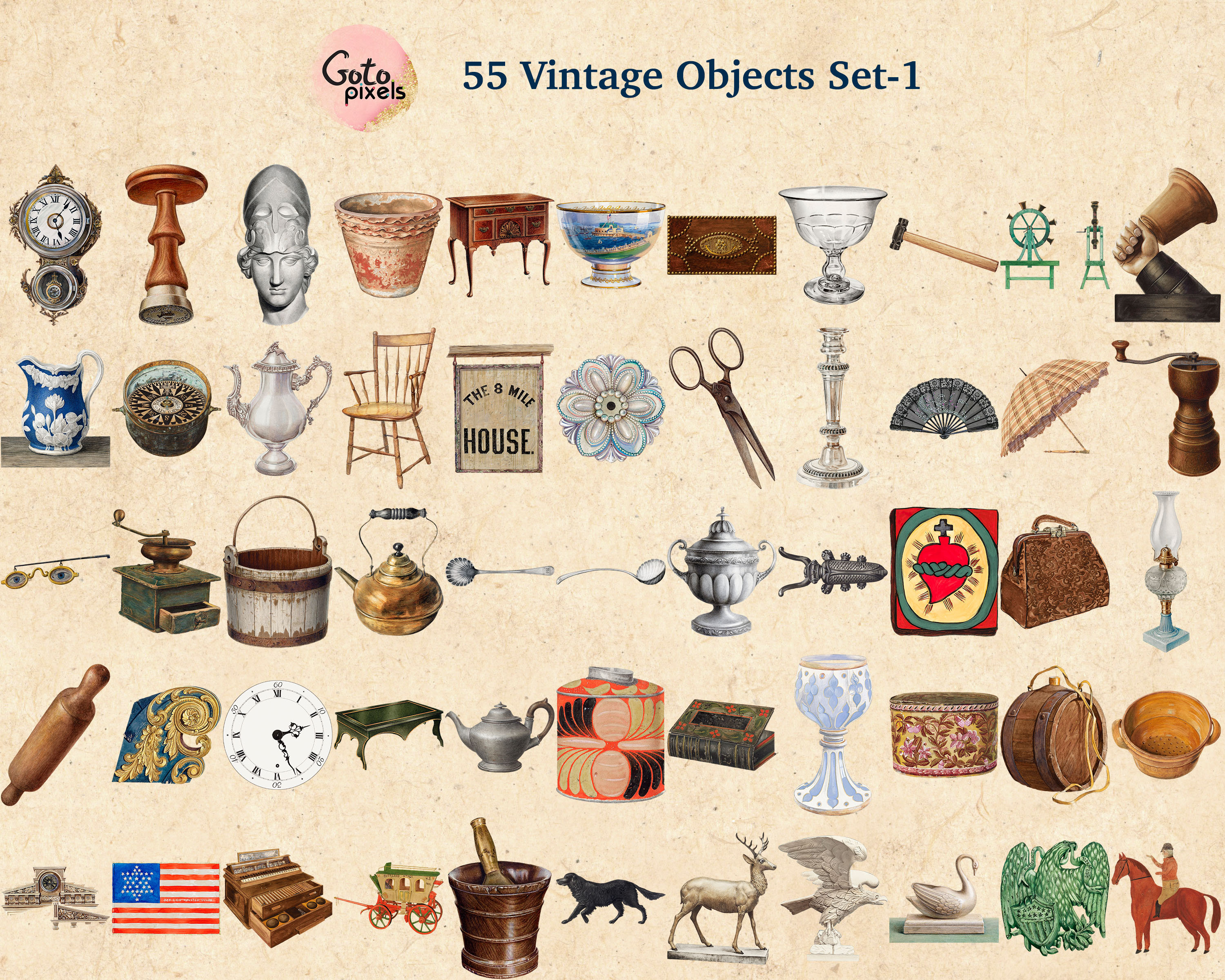 54 Old Things Clip Art Vintage Antique Objects and Overlays - Etsy UK