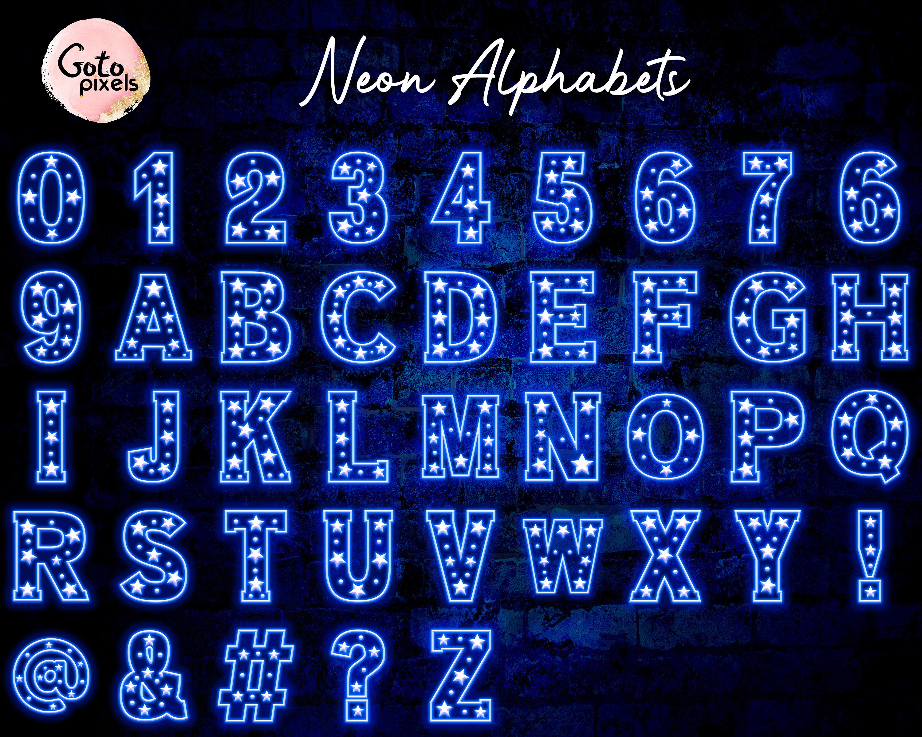 Blue Neon Alphabet Clipart Neon Letters Clipart Digital Neon | Etsy UK